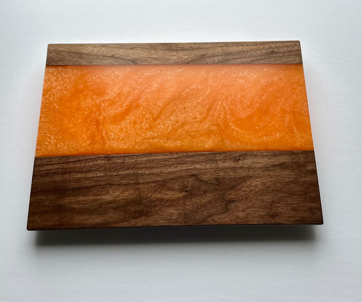 Walnut and Orange Epoxy River Board – Maple Works Designs